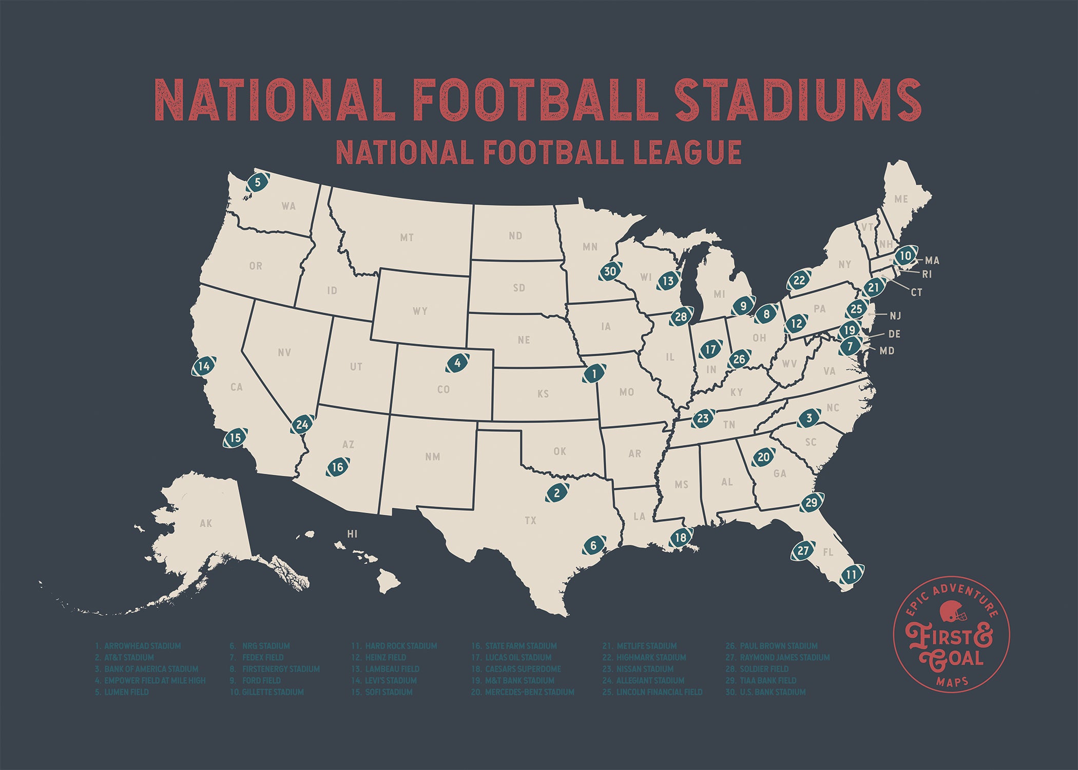 Sports Pushpin Maps – Epic Adventure Maps