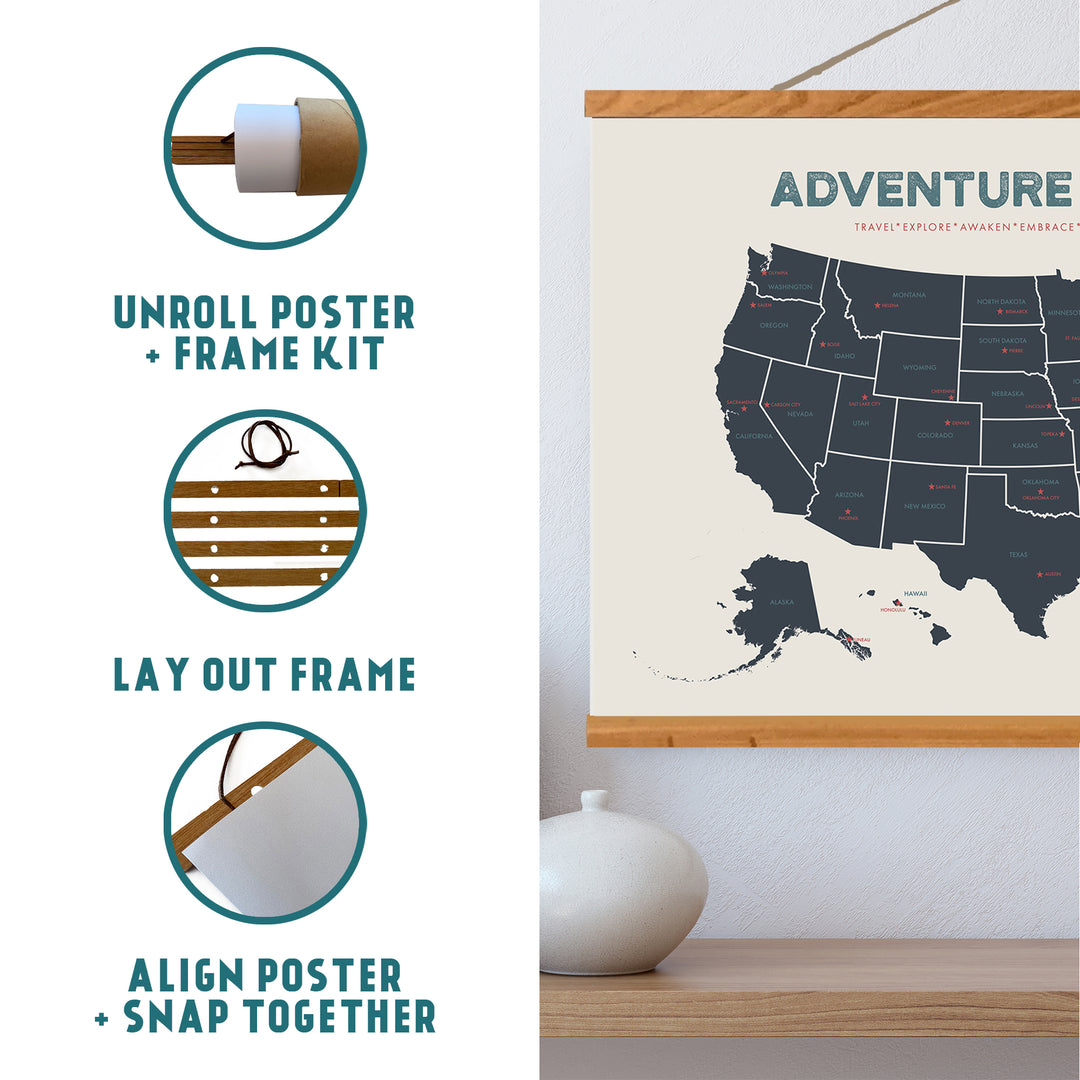 Natural Wood Magnetic Frame - Four Piece Wood Frame – Epic Adventure Maps